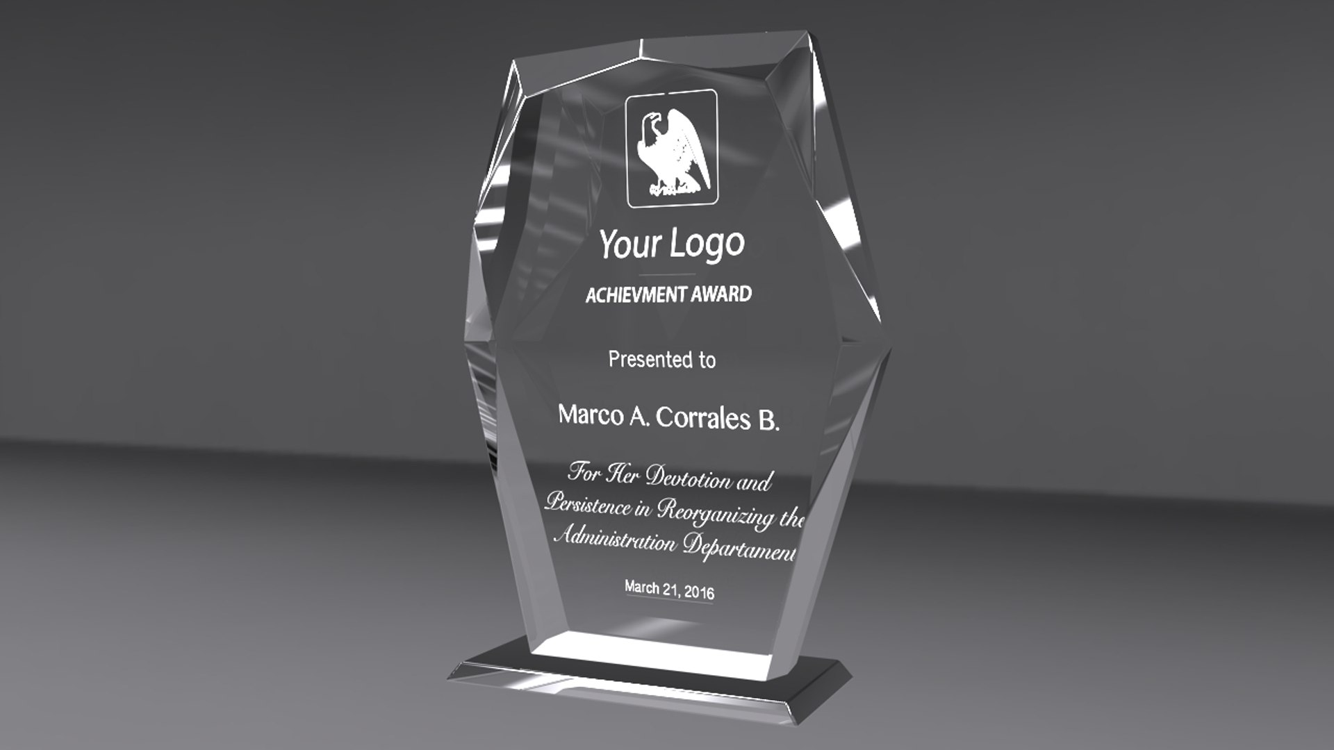 aerolite glass award 3d obj