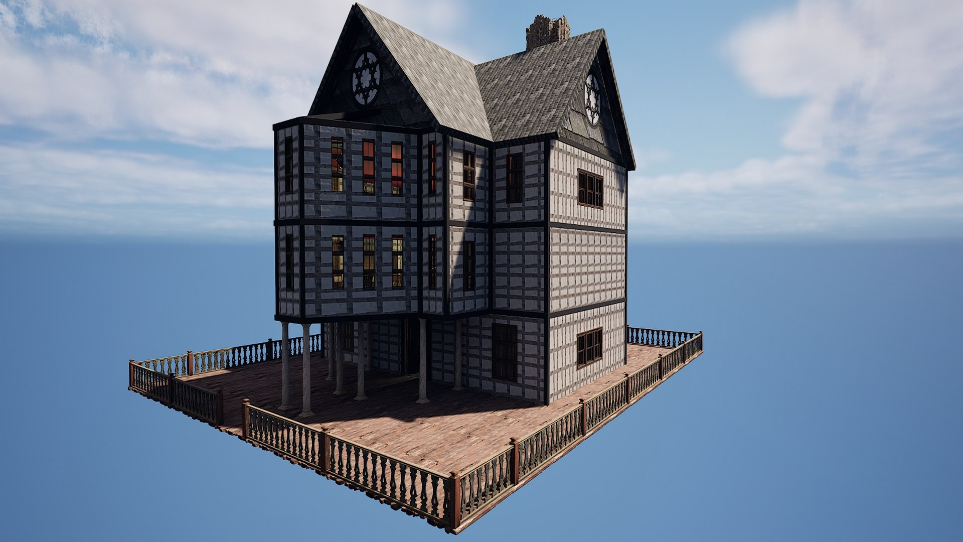 3D Model Three Storey House Interior Exterior - TurboSquid 2294392