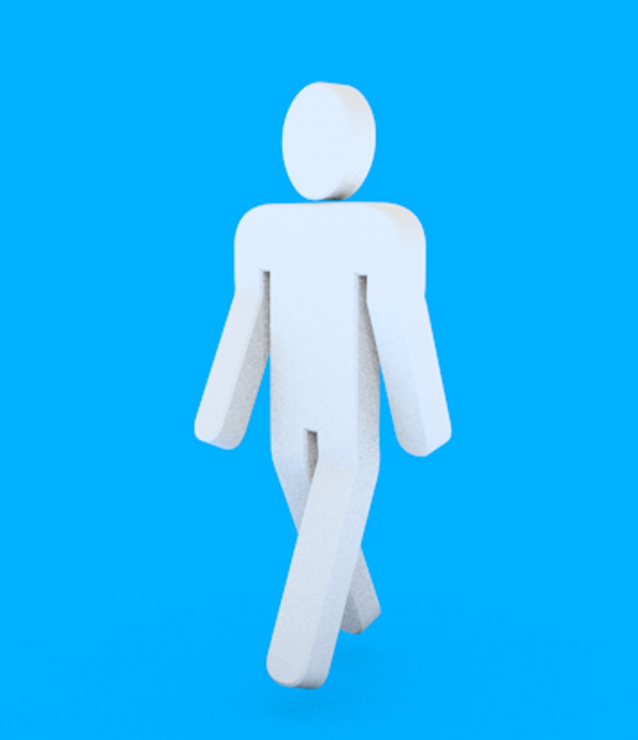 Male Bathroom Figure Walking 3d Model