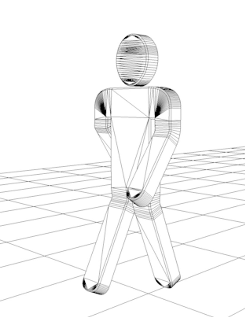 Male Bathroom Figure Walking 3d Model
