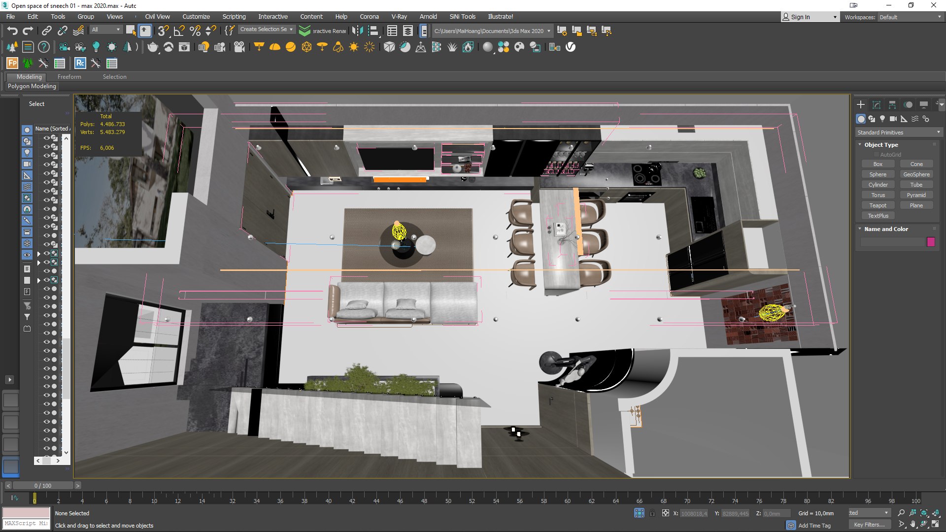 Open Space Of Sneech 01 - Living Kitchen Dining - MAX FBX OBJ SKP ...