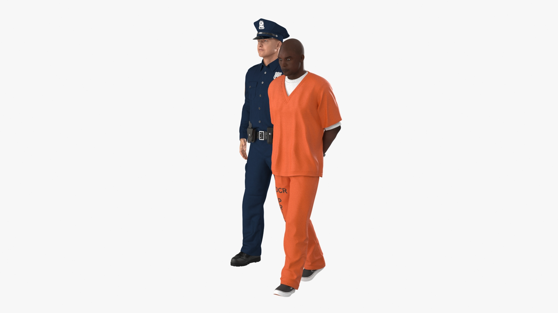 3D Police Officer Escorting Black Prisoner Model - TurboSquid 2377667