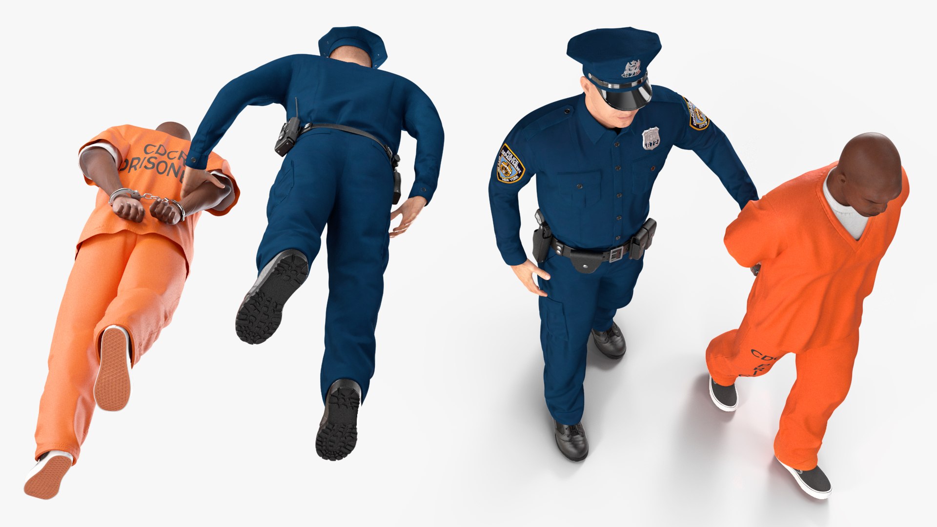 3D Police Officer Escorting Black Prisoner Model - TurboSquid 2377667