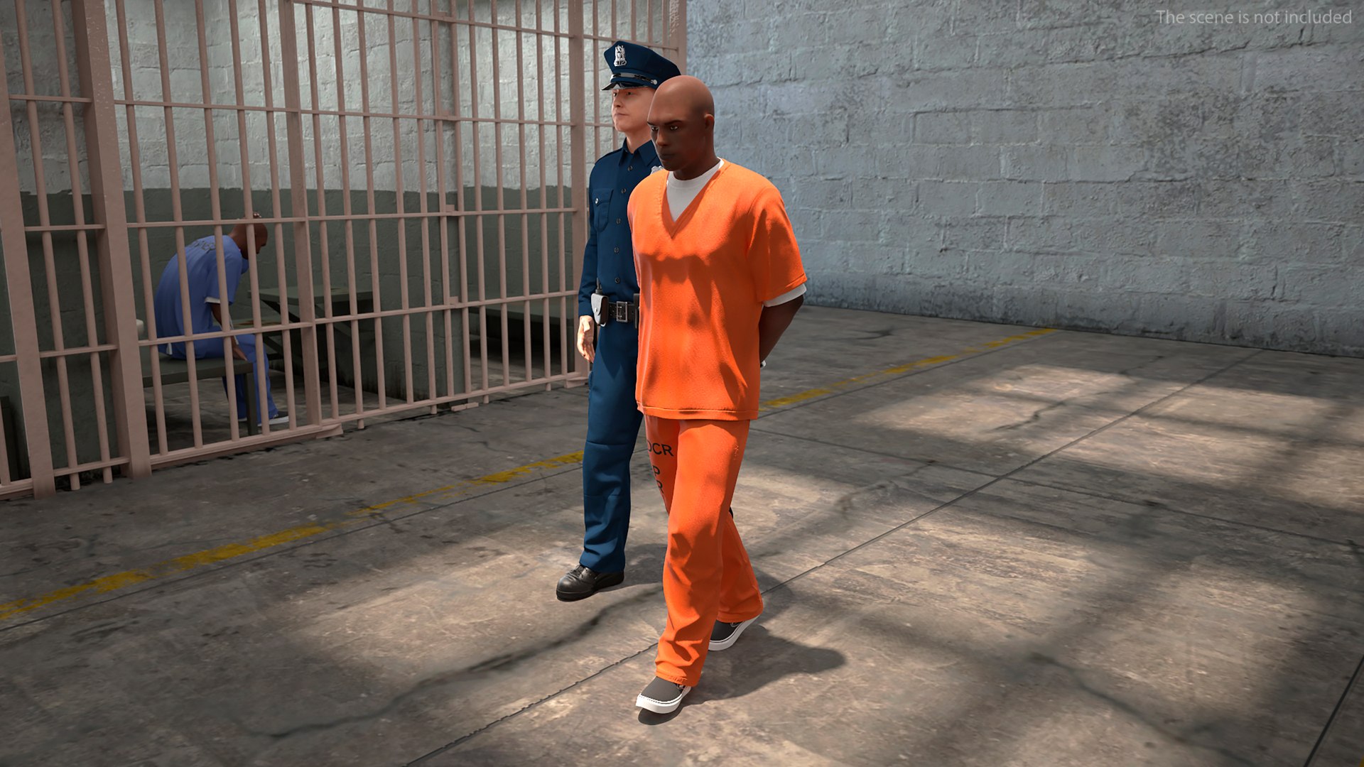 3D Police Officer Escorting Black Prisoner Model - TurboSquid 2377667