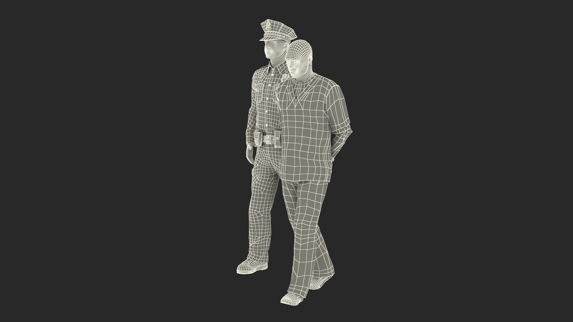 3D Police Officer Escorting Black Prisoner Model - TurboSquid 2377667