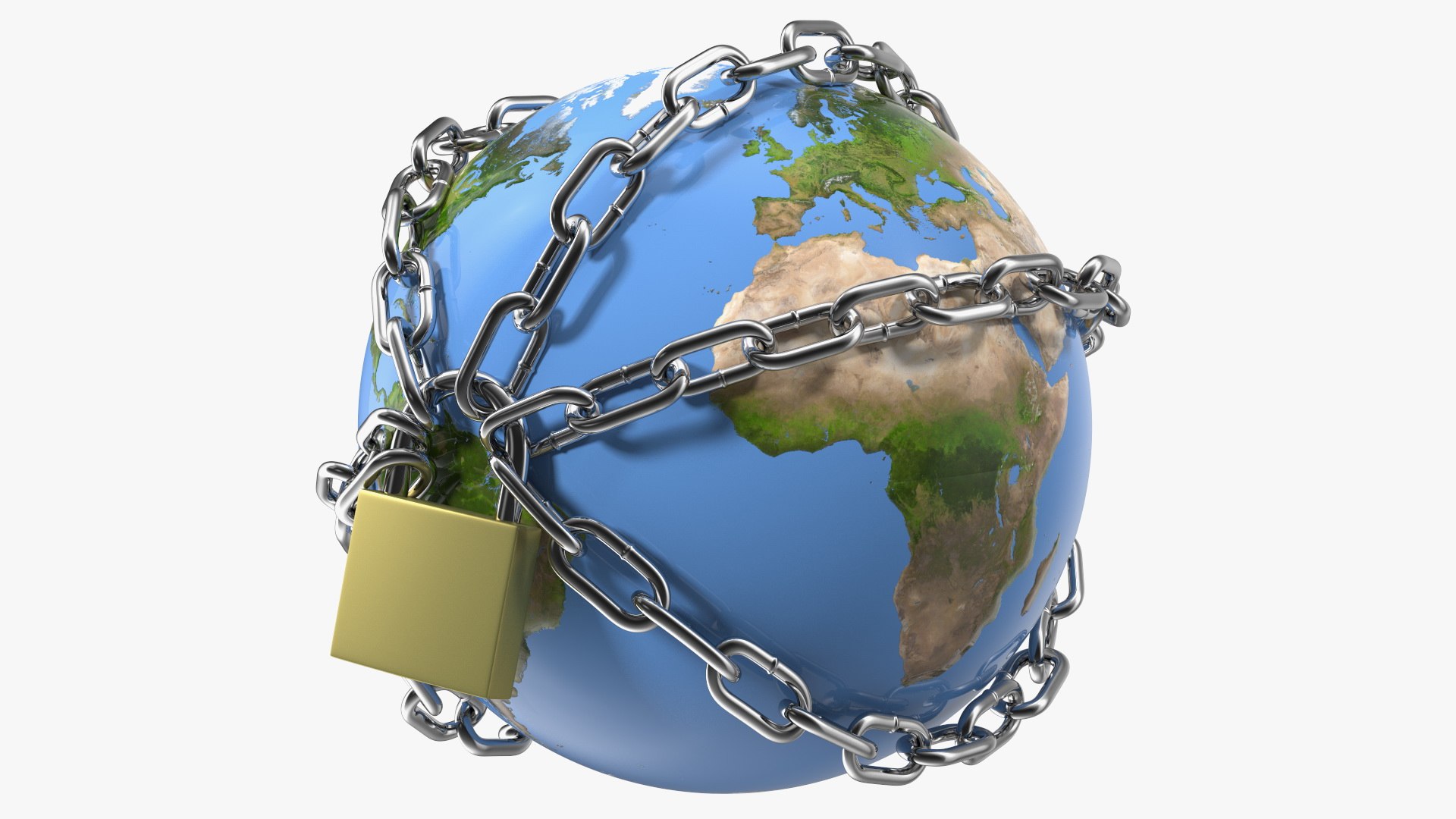 3D Stylized Chains Lock Earth World - TurboSquid 1699076