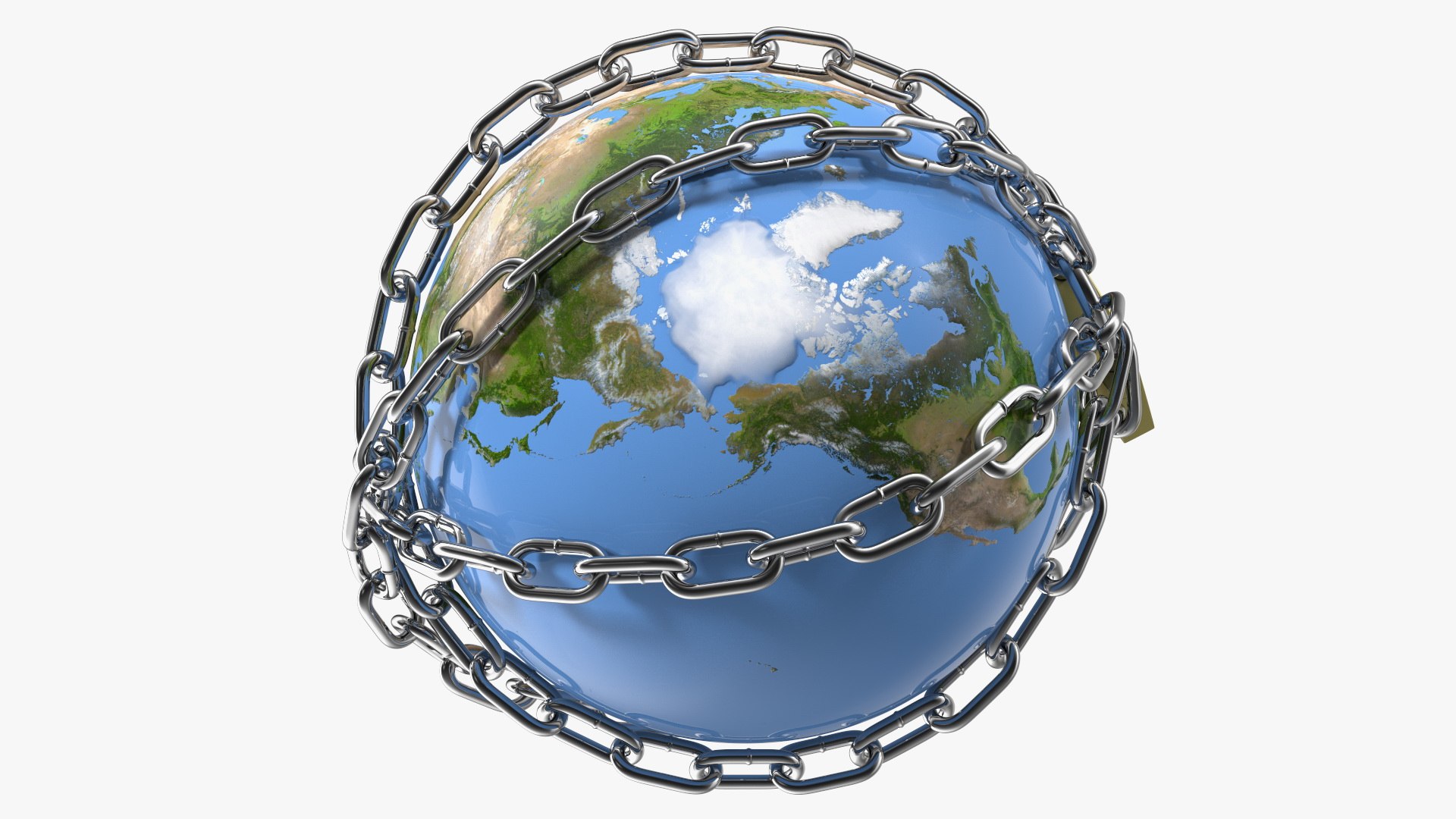 3D stylized chains lock earth world - TurboSquid 1699076