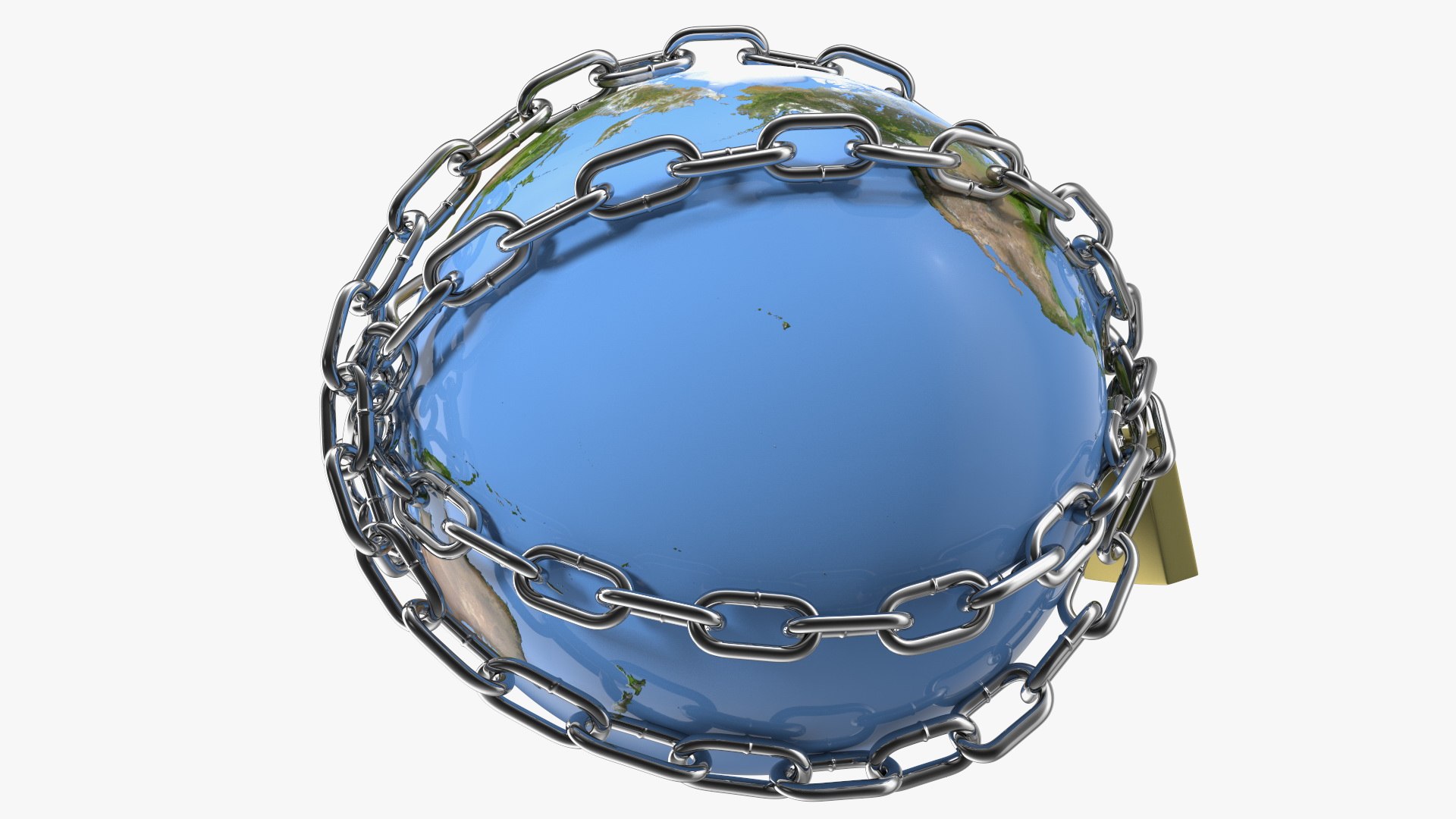 3D stylized chains lock earth world - TurboSquid 1699076