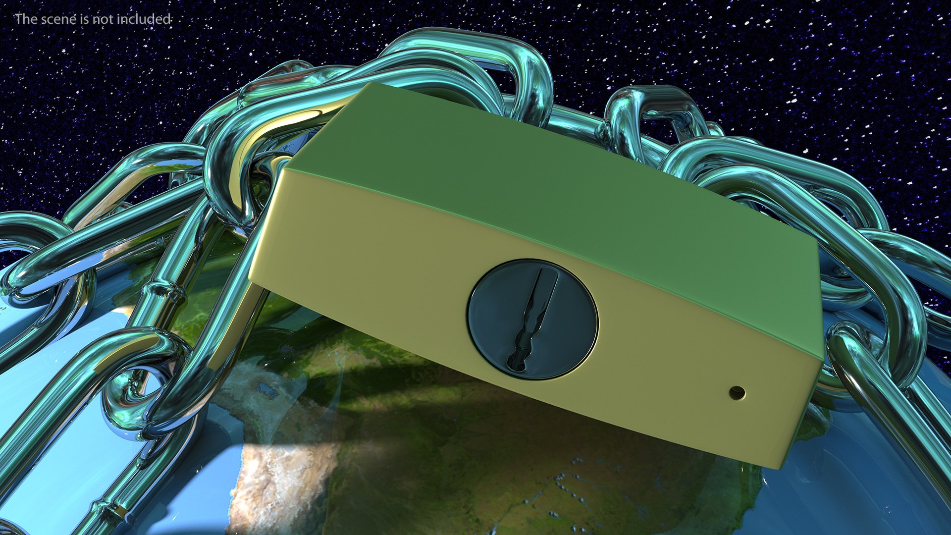 3D Stylized Chains Lock Earth World - TurboSquid 1699076