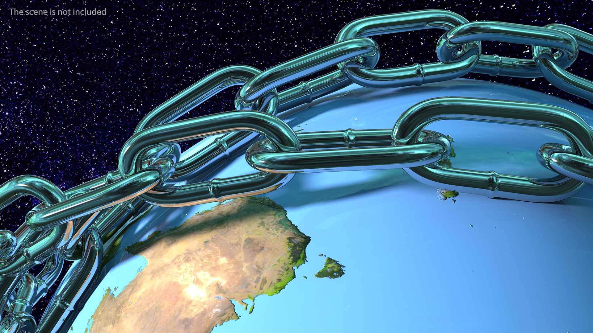 3D Stylized Chains Lock Earth World - TurboSquid 1699076