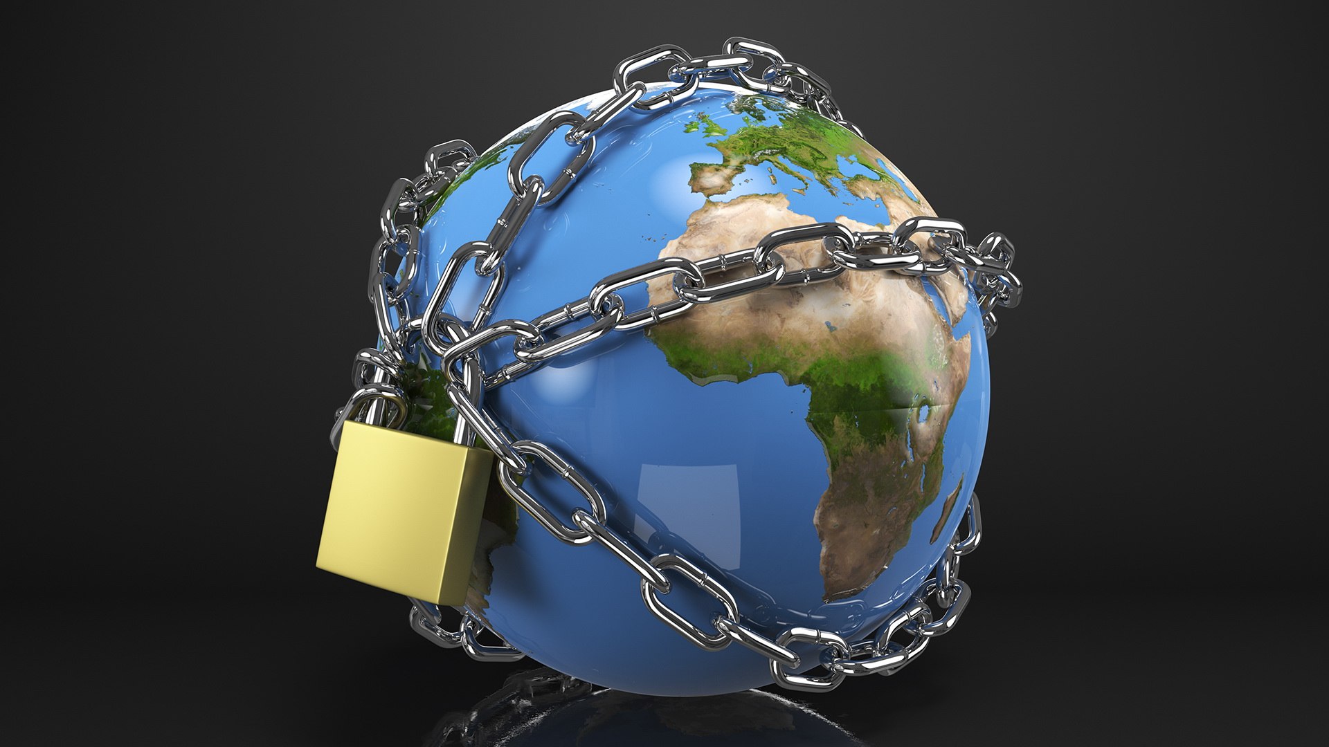 3D Stylized Chains Lock Earth World - TurboSquid 1699076