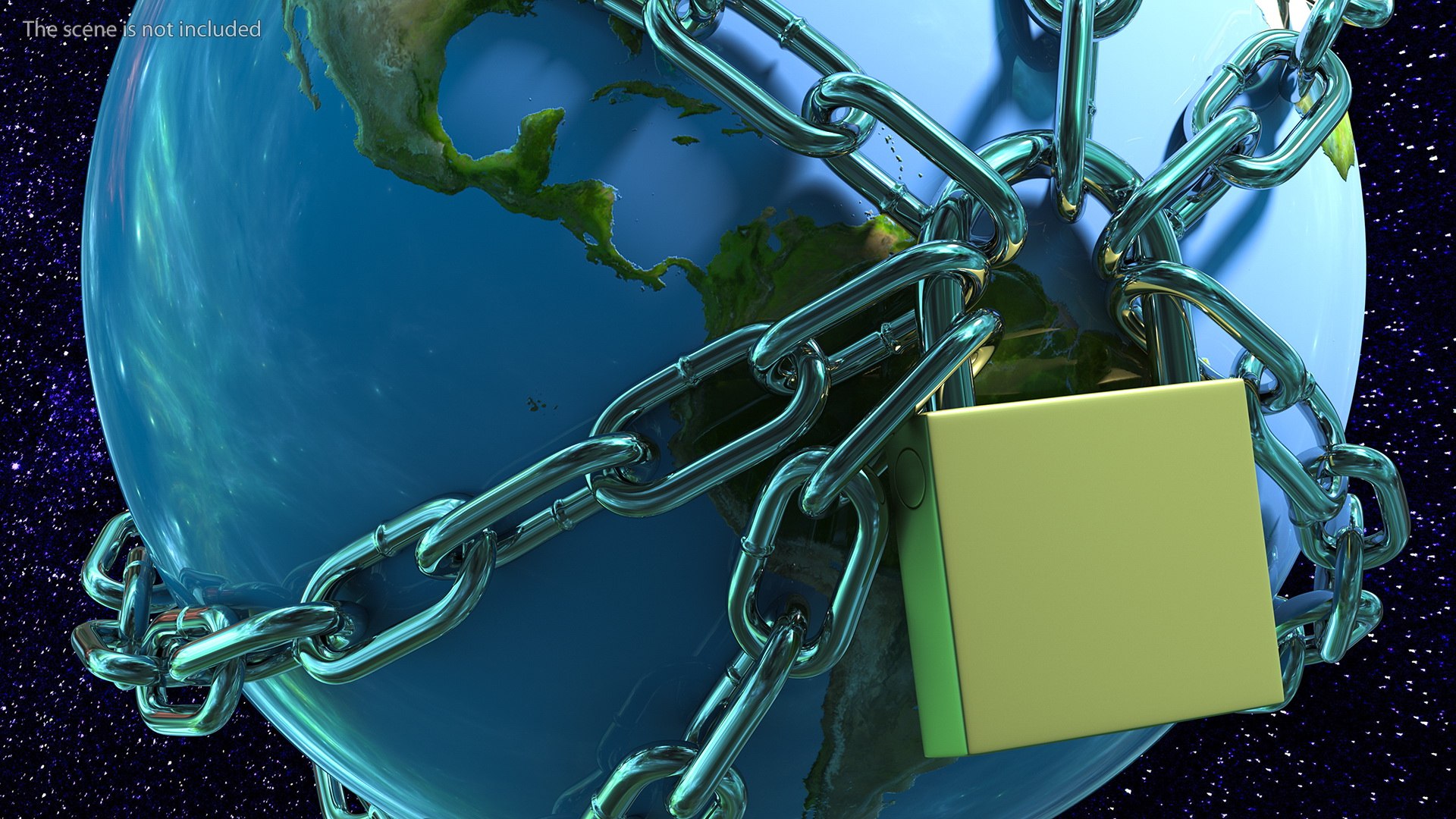 3D Stylized Chains Lock Earth World - TurboSquid 1699076