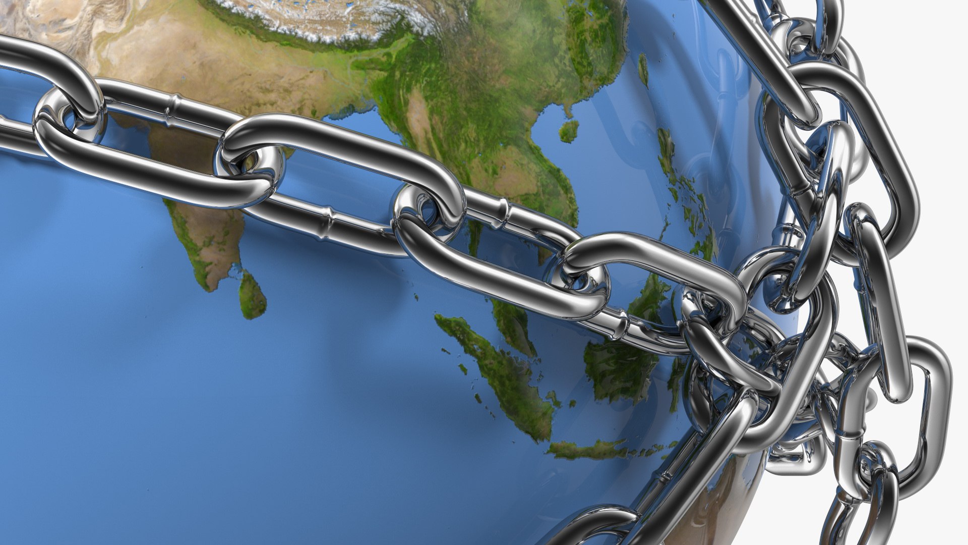 3D stylized chains lock earth world - TurboSquid 1699076