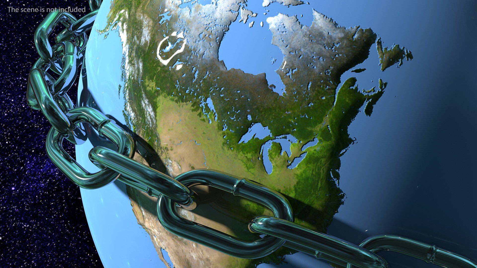 3D Stylized Chains Lock Earth World - TurboSquid 1699076