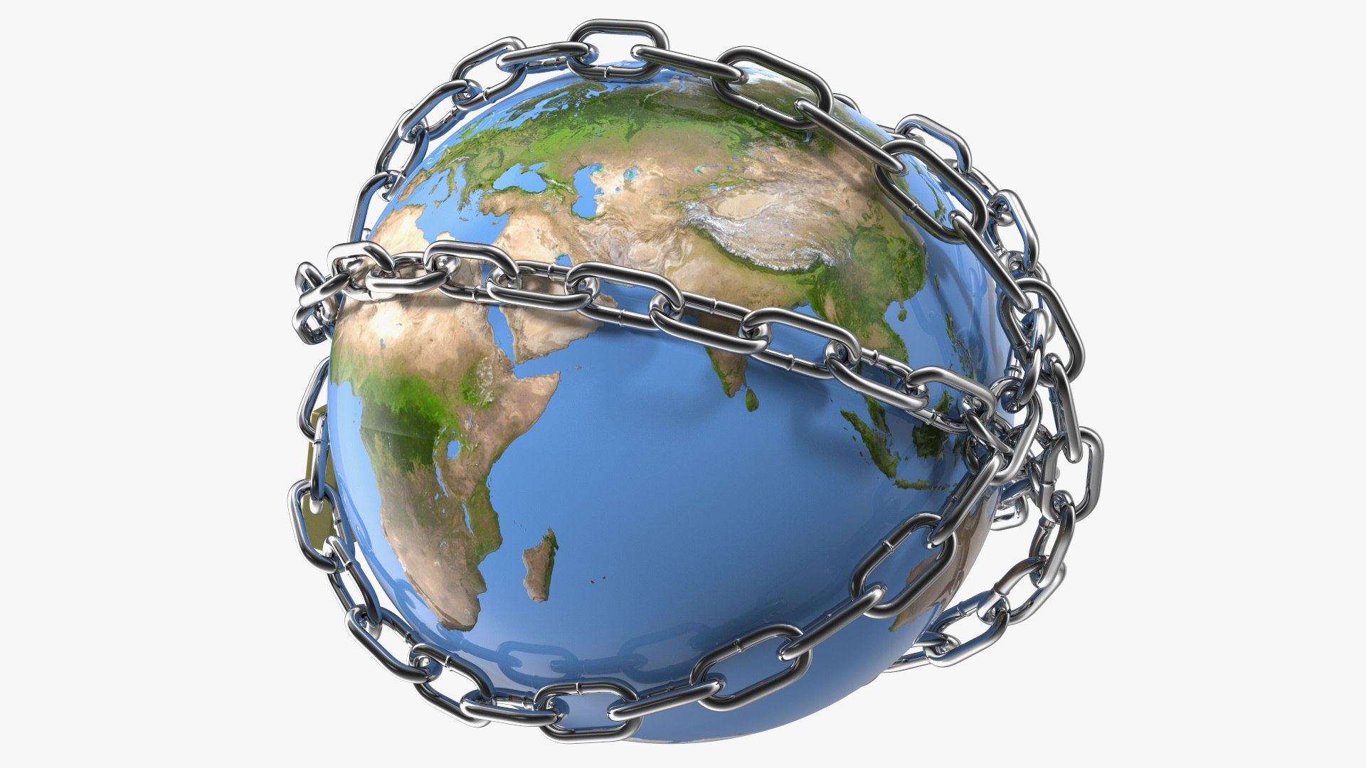 3D Stylized Chains Lock Earth World - TurboSquid 1699076