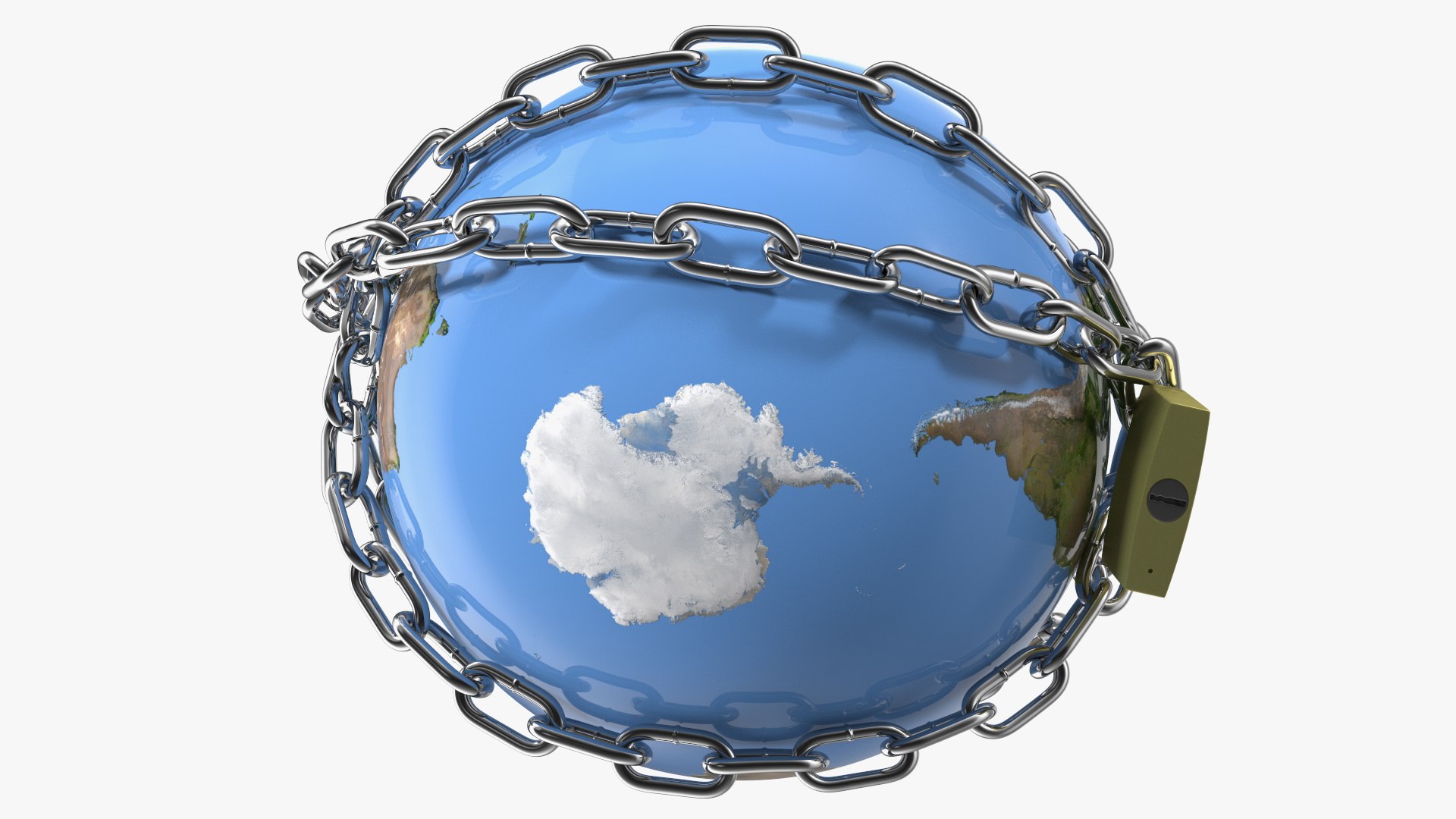 3D stylized chains lock earth world - TurboSquid 1699076