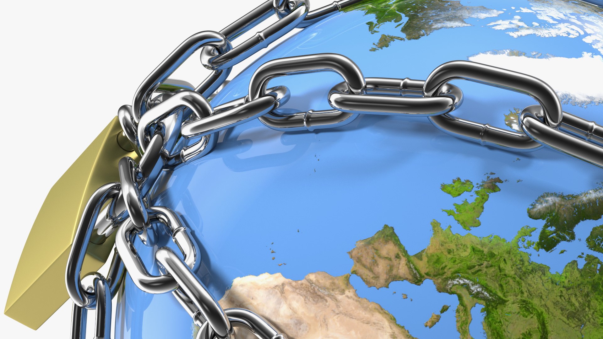 3D stylized chains lock earth world - TurboSquid 1699076
