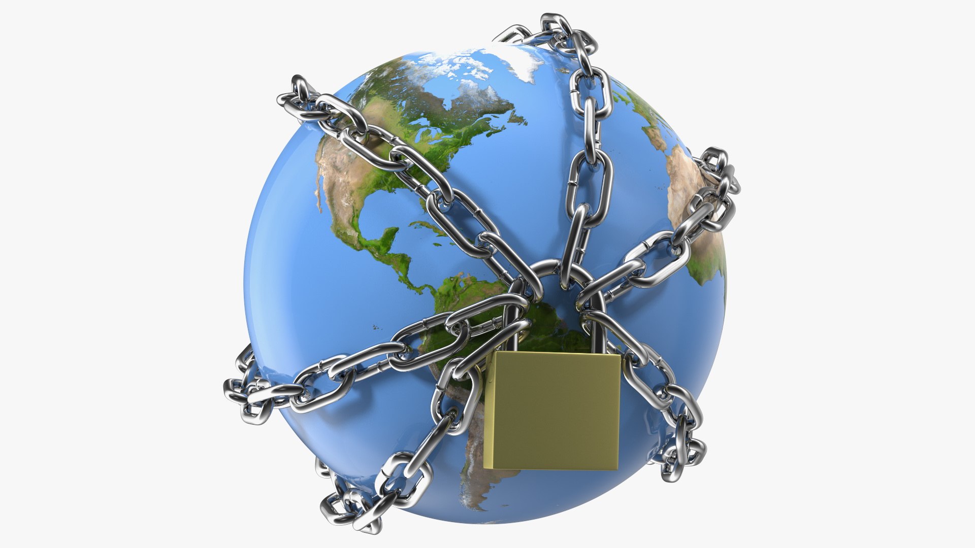 3D stylized chains lock earth world - TurboSquid 1699076