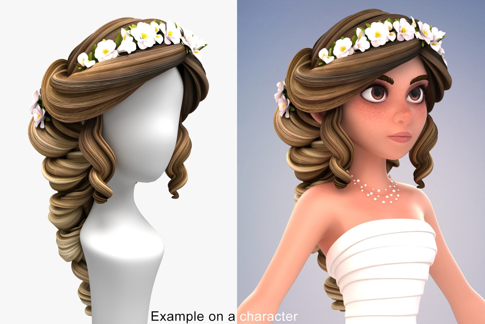 Cartoon Hair Hairstyle Bride 3D Model - TurboSquid 1369840