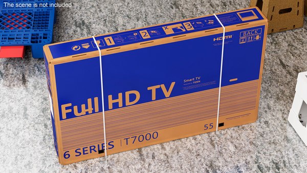 modèle 3D de Boîte en carton d'emballage TV de 55 pouces - TurboSquid ...