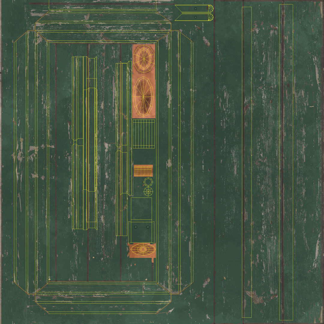 3D Old Lattice Windows Green - PBR model - TurboSquid 1848164