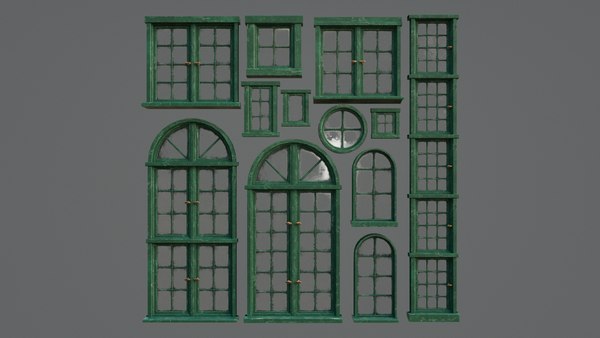 3D Old Lattice Windows Green - PBR model - TurboSquid 1848164