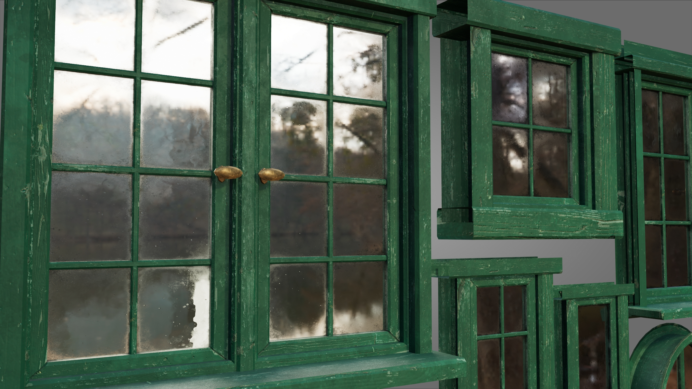 modelo 3d Vieja Celosía Verde - PBR - TurboSquid 1848164