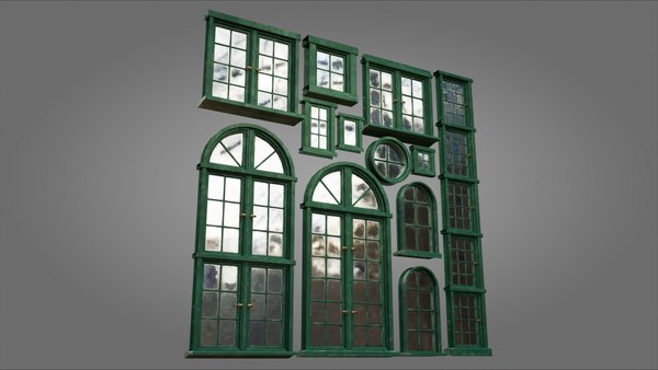 3D Old Lattice Windows Green - PBR model - TurboSquid 1848164