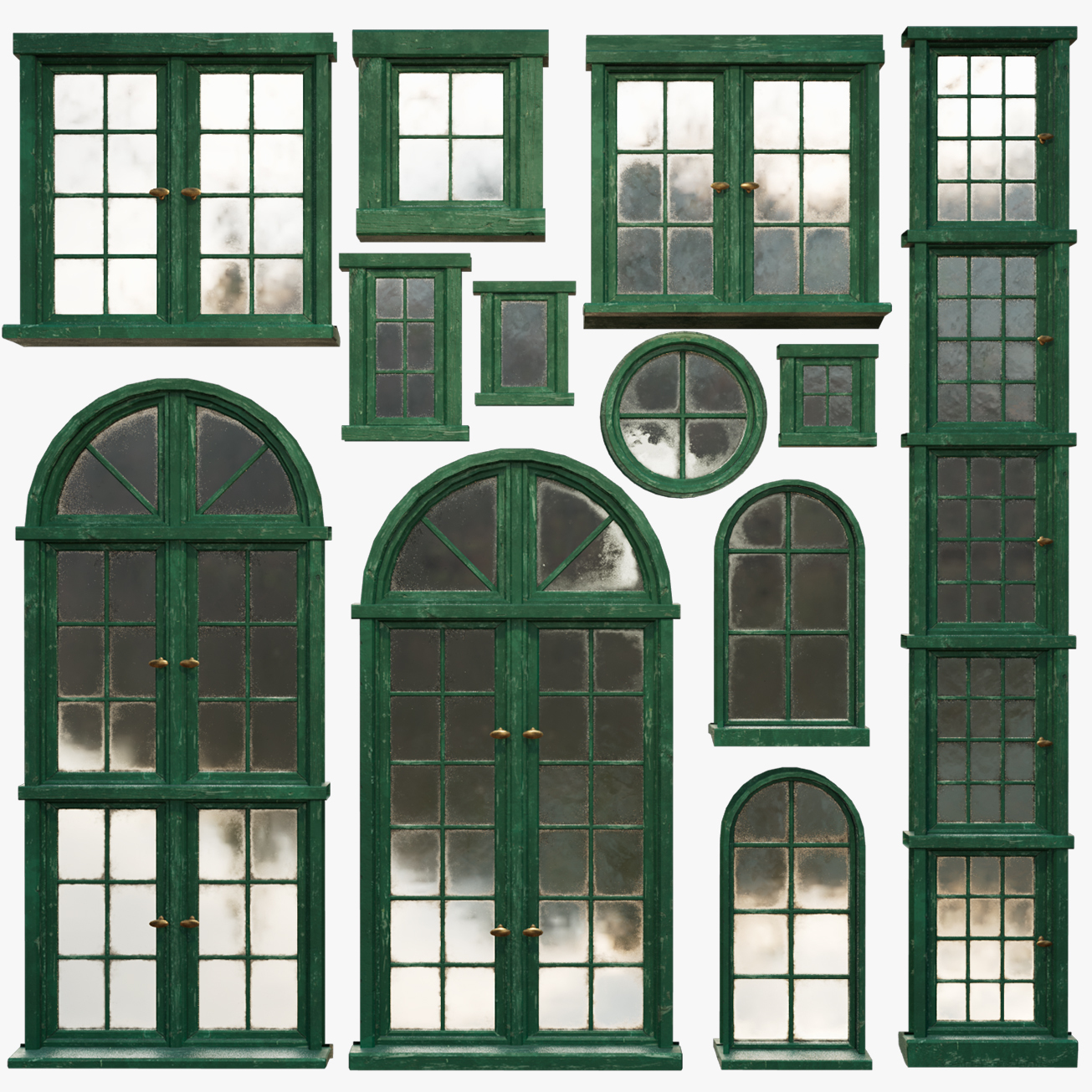 3D Old Lattice Windows Green - PBR model - TurboSquid 1848164