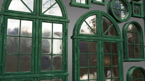3D Old Lattice Windows Green - PBR model - TurboSquid 1848164