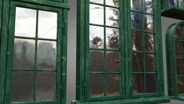 3D Old Lattice Windows Green - PBR model - TurboSquid 1848164