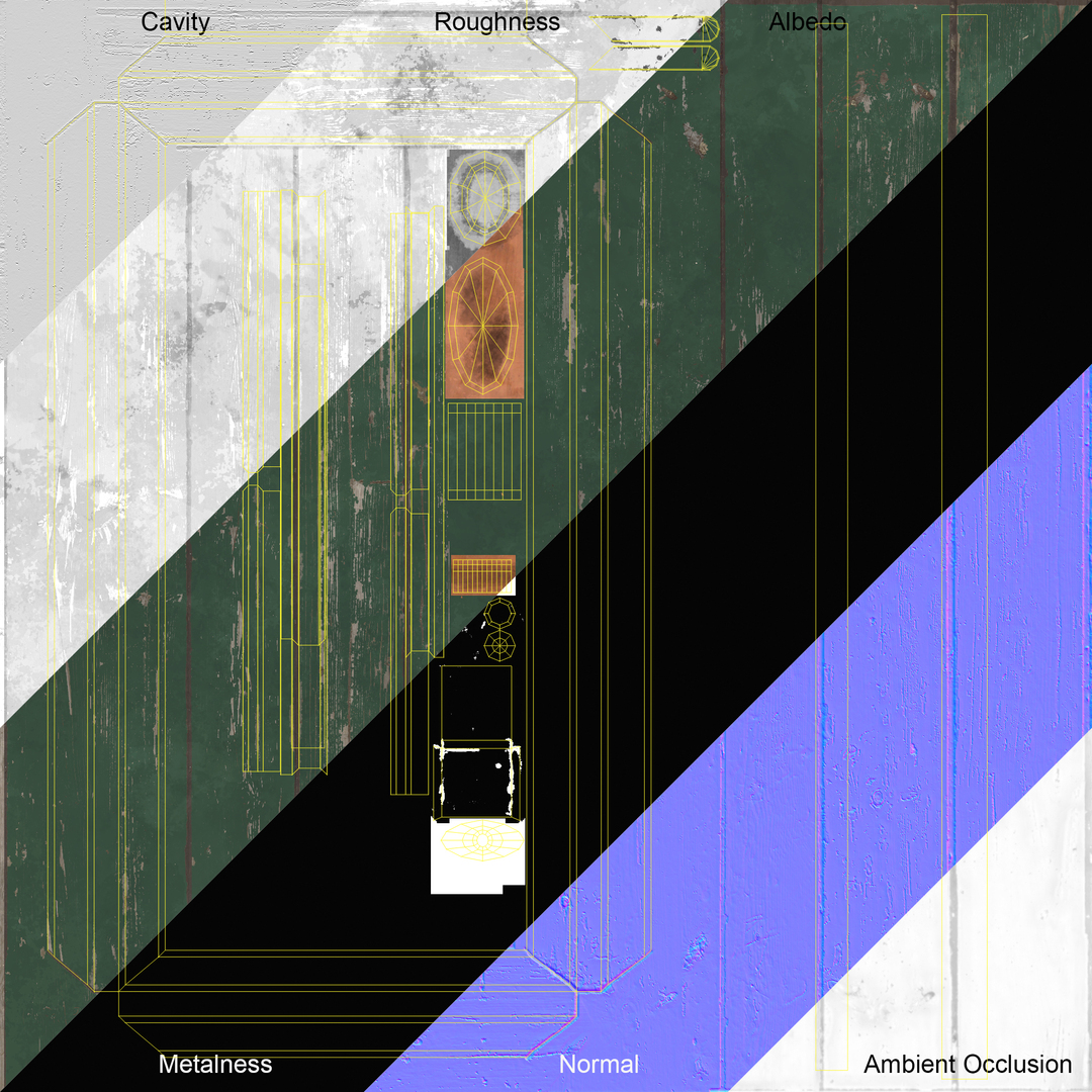 modelo 3d Vieja Celosía Verde - PBR - TurboSquid 1848164