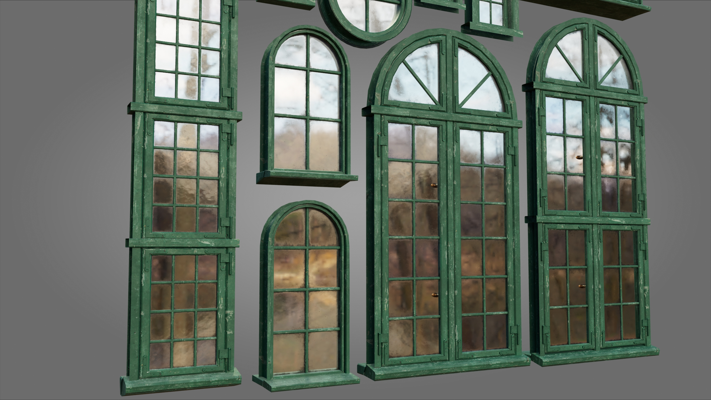 modelo 3d Vieja Celosía Verde - PBR - TurboSquid 1848164