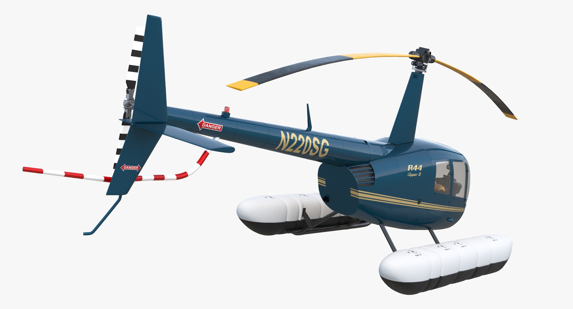 3d Model Helicopter Robinson R44 Floats