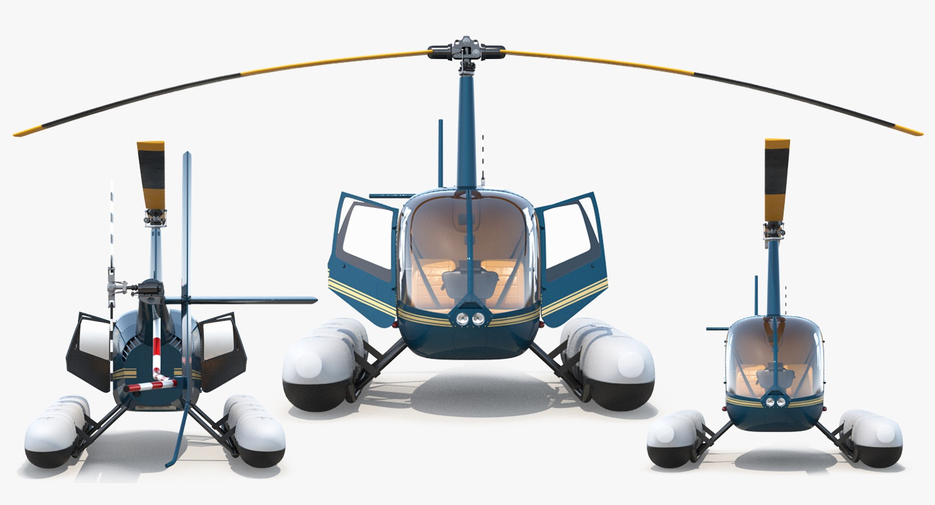 3d Model Helicopter Robinson R44 Floats