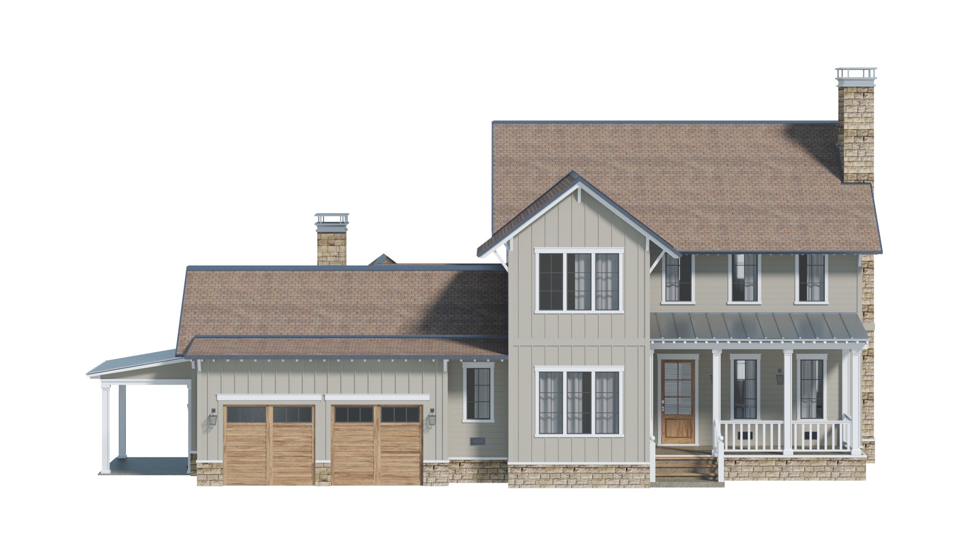 Free FREE American Craftsman Bungalow - Mid-Poly PBR Two-Story House ...