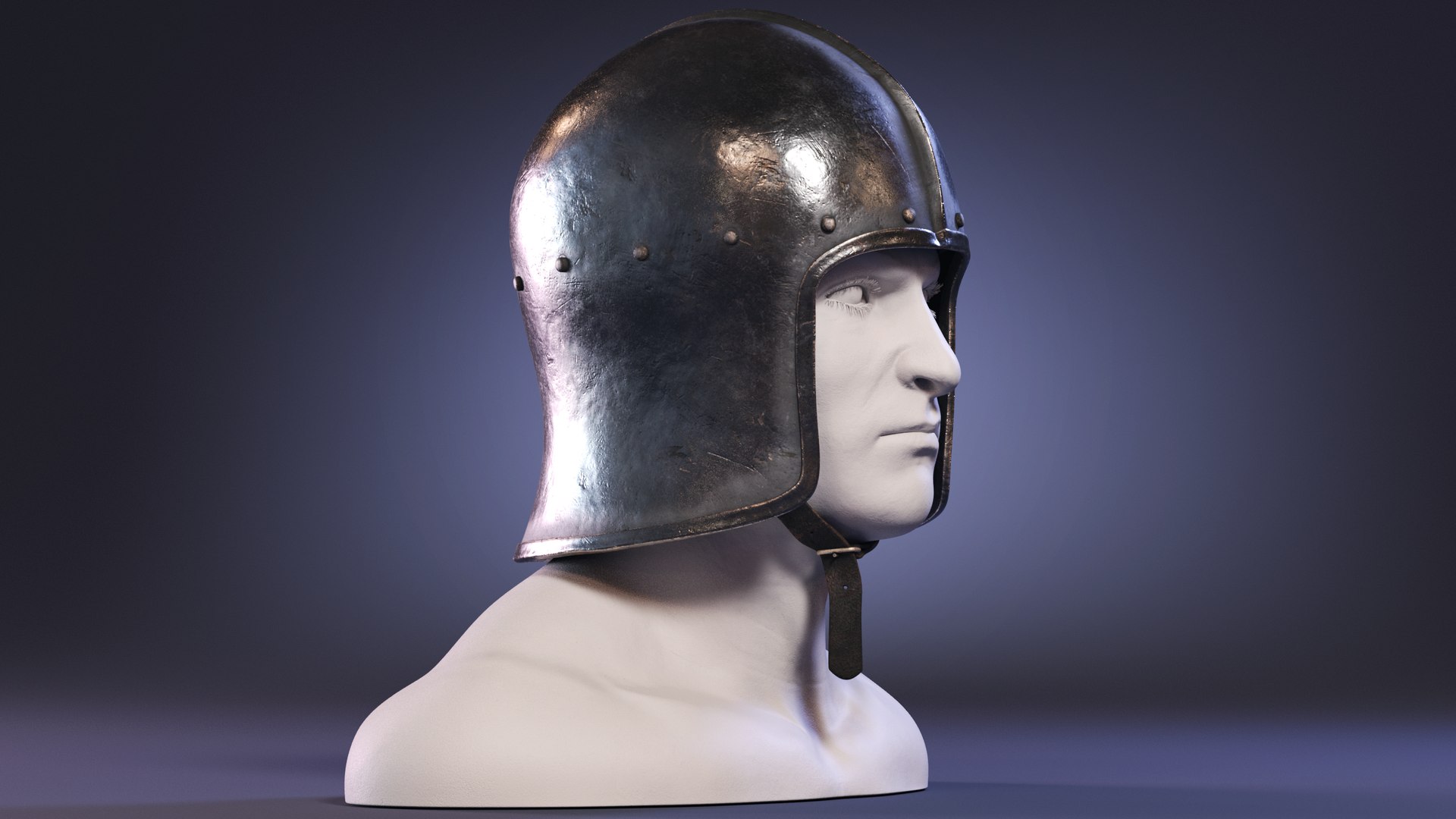 Archer Sallet Medieval Helmet 3d Model