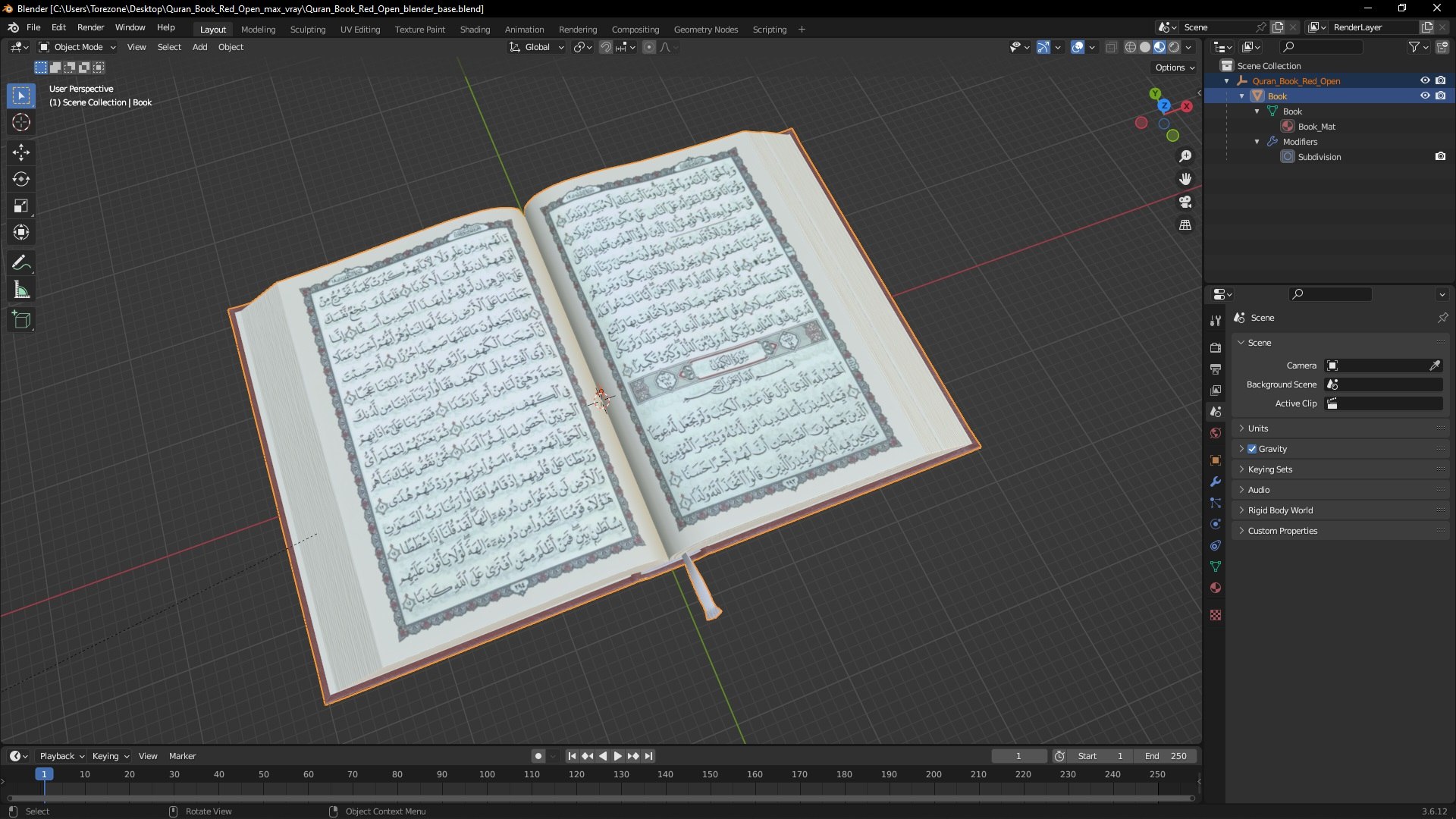 3D Model Quran Book Red Open - TurboSquid 2268602