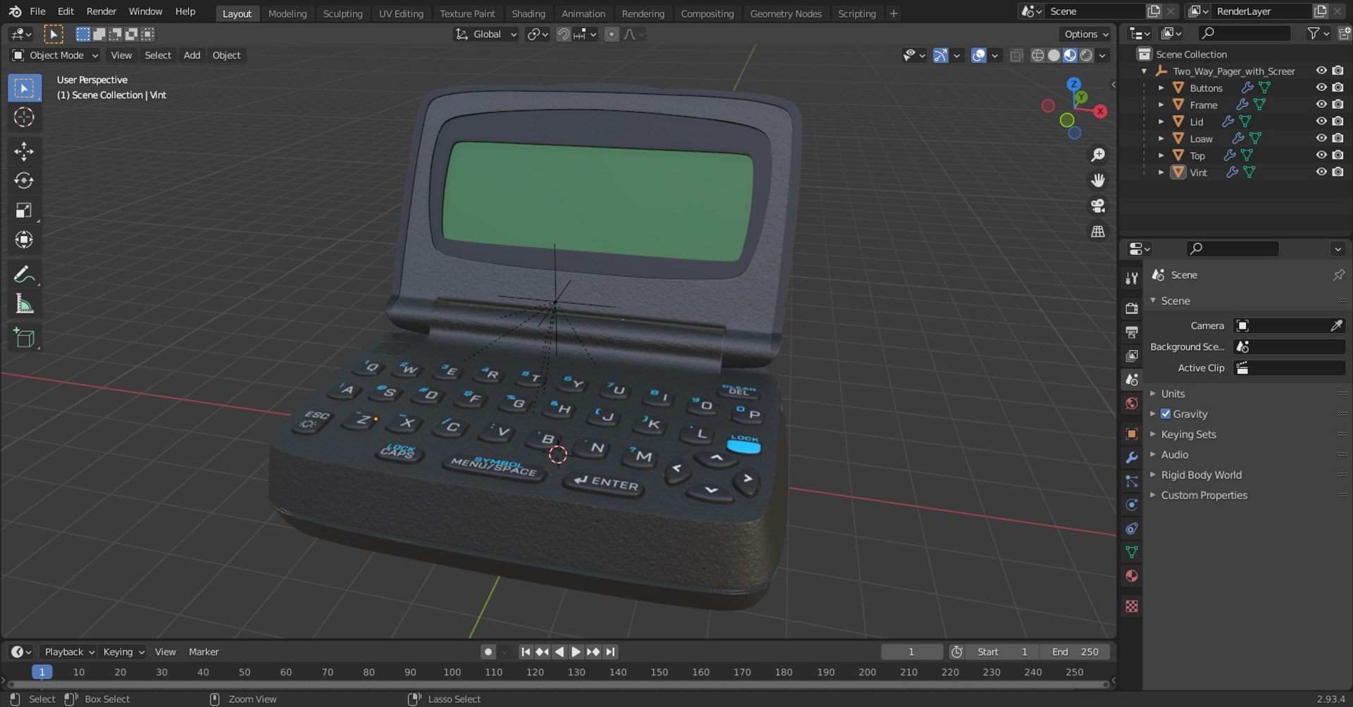 3D model Two-Way Pager with Screen Off - TurboSquid 1951687