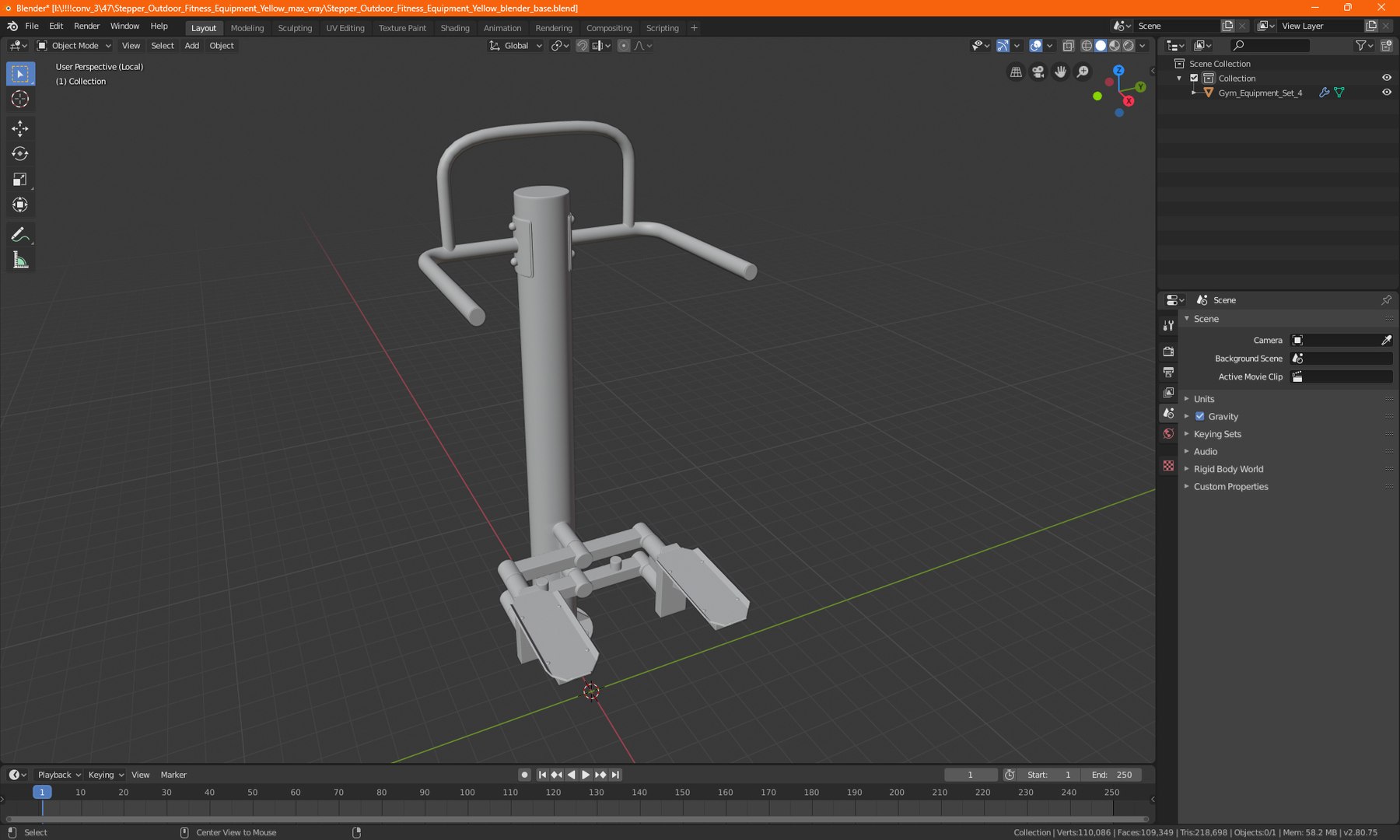 Stepper Outdoor Fitness Equipment Yellow 3D Model - TurboSquid 2046412