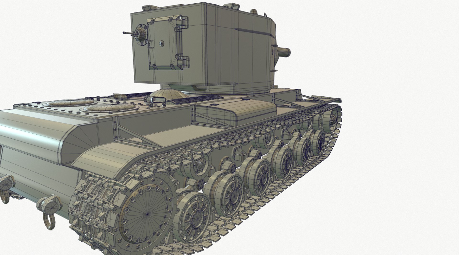 3d Model Kv-2 Heavy Tank