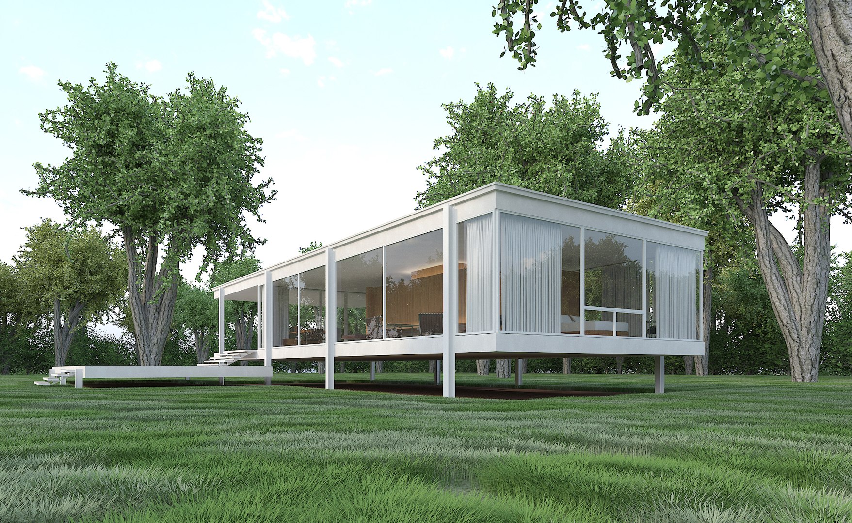 Edith Farnsworth House Exterior And Interior Model - TurboSquid 2295137