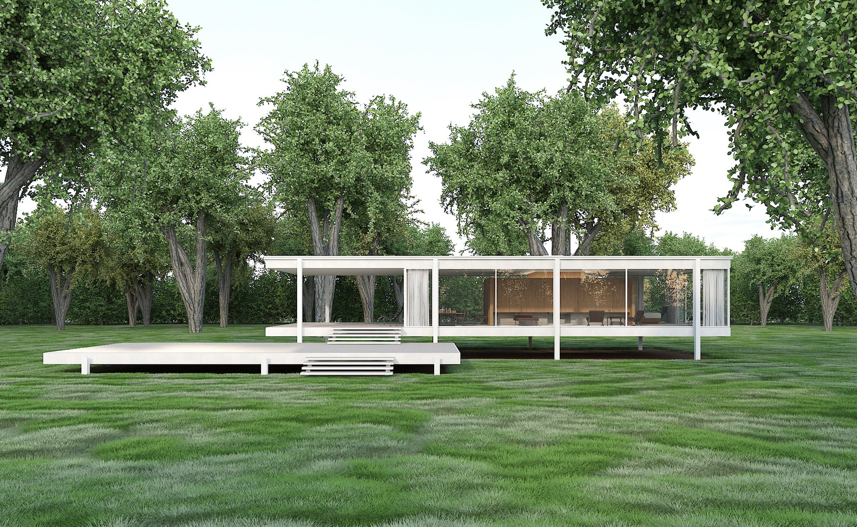 Edith Farnsworth House Exterior And Interior Model - TurboSquid 2295137