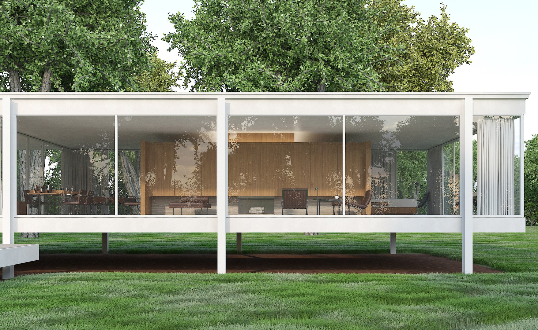 Edith Farnsworth House Exterior And Interior Model - TurboSquid 2295137