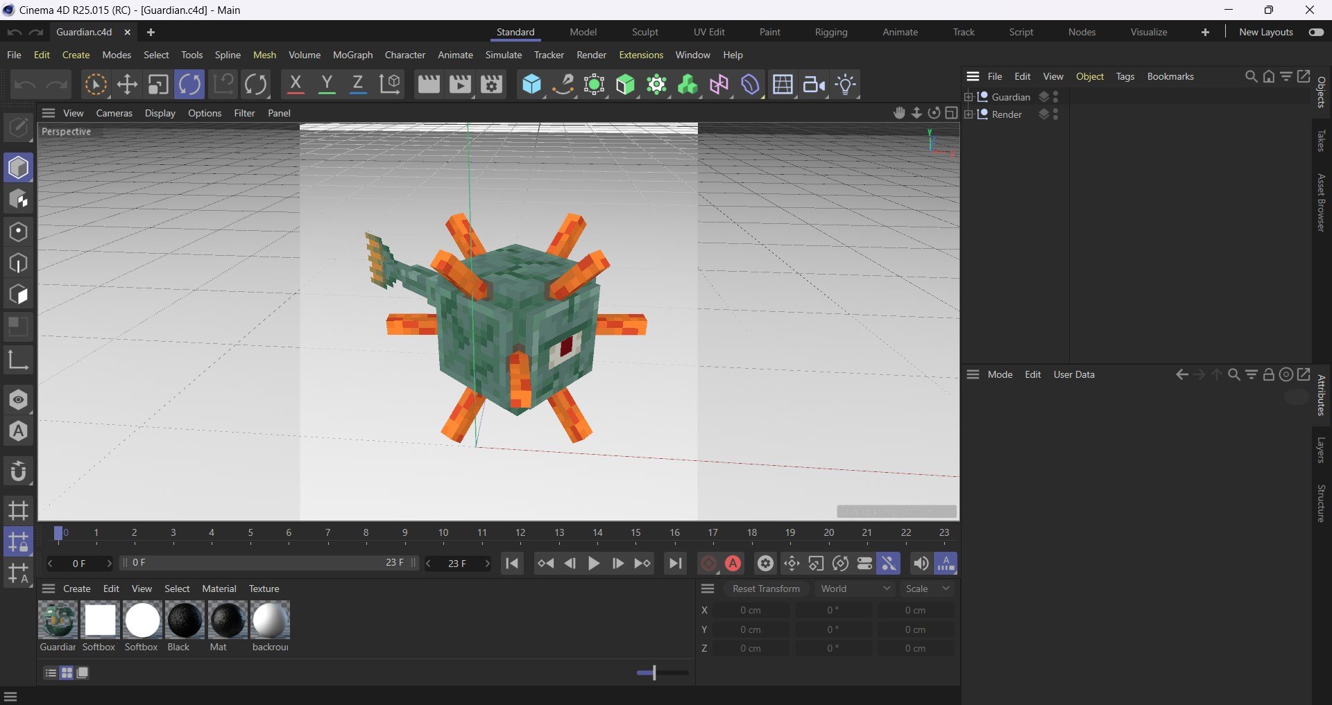 Guardian Minecraft 3D Model - TurboSquid 2388804