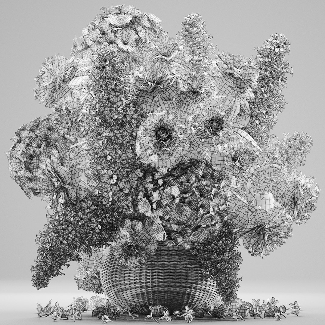 General Bouquet Flowers Basket 3D Model - TurboSquid 1368193