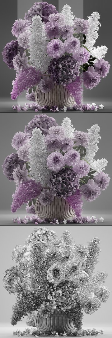 General Bouquet Flowers Basket 3D Model - TurboSquid 1368193