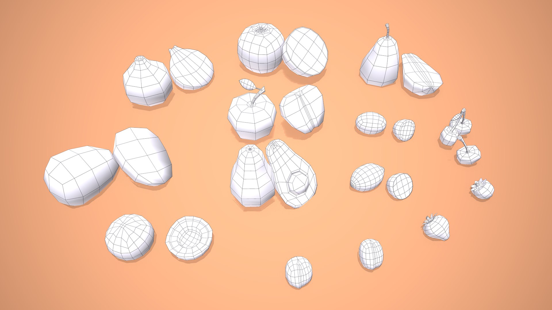 Fruits And Vegetables - Stylized Food Pack Low-poly 3D Model ...