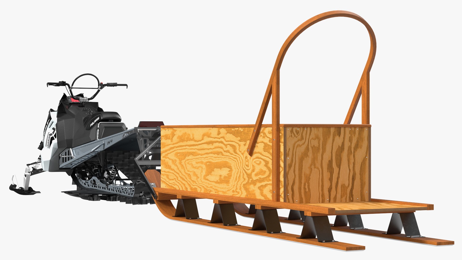 3D Snowmobile Whith Box Freight Sled Rigged Model - TurboSquid 2113823