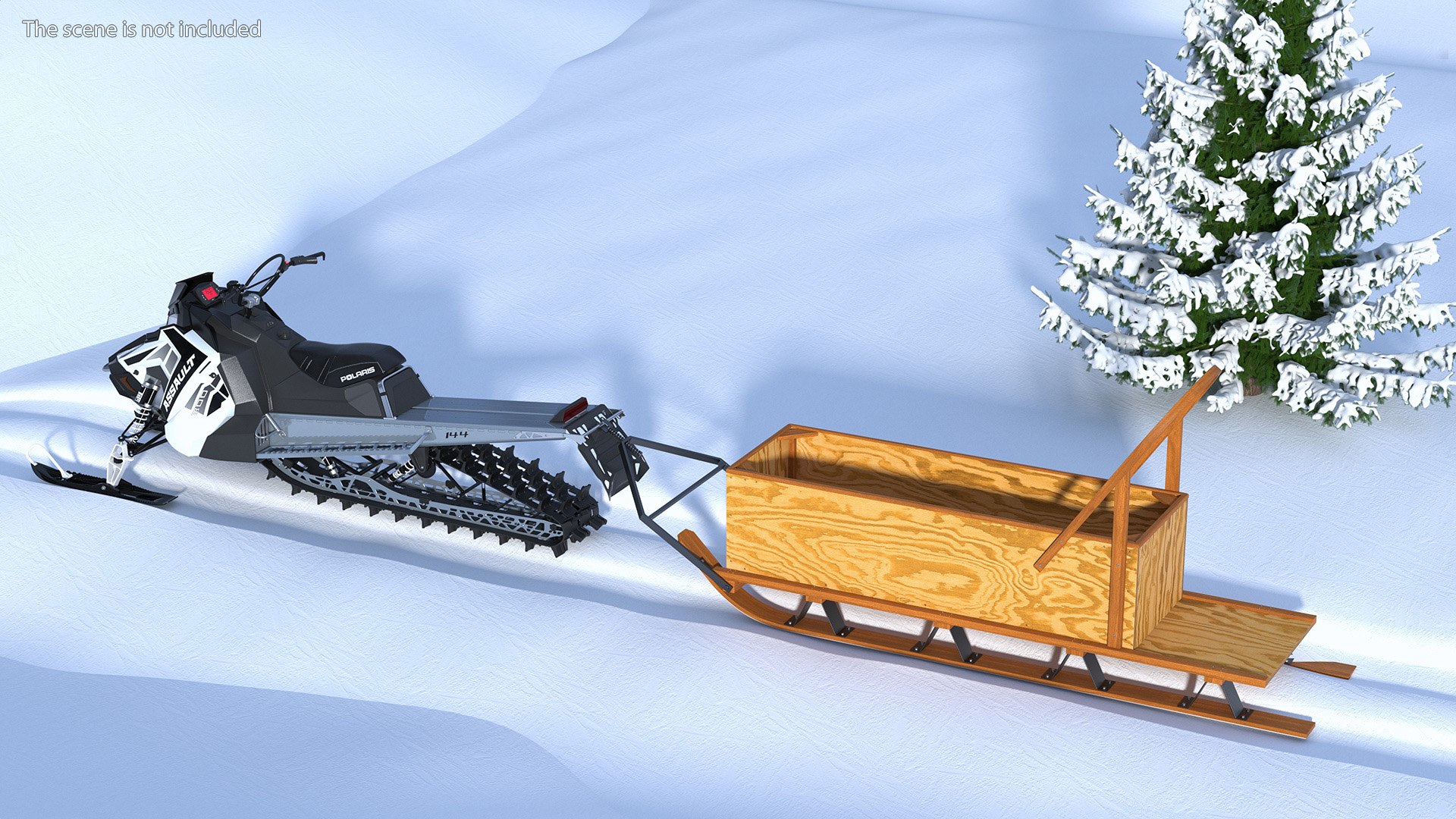 3D Snowmobile Whith Box Freight Sled Rigged Model - TurboSquid 2113823